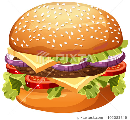 Isolated delicious hamburger cartoon - Stock Illustration [103083846 ...