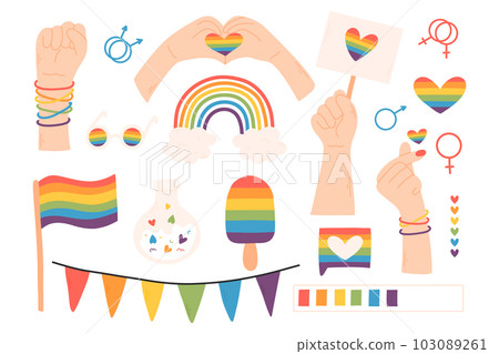 Set of lgbt elements. Vector illustration. Flat... - Stock Illustration ...
