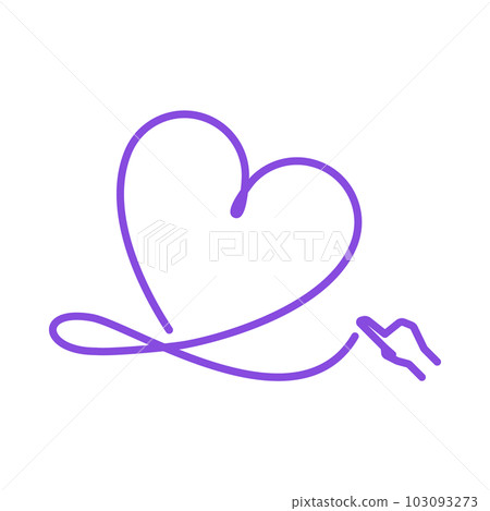 Illustration of a purple heart drawn with fingers - Stock Illustration ...
