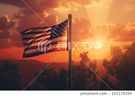 American Flag Sunset Wallpaper