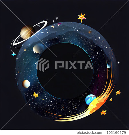Abstract design of a round frame with Meteor...-插圖素材 [103160579] - PIXTA圖庫