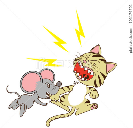 biting the cornered mouse cat - Stock Illustration [103174701] - PIXTA