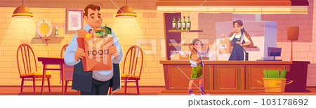 Cartoon grocery shop with people - Stock Illustration [103178692] - PIXTA