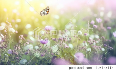 Field sun butterfly background Created with... - Stock Illustration ...