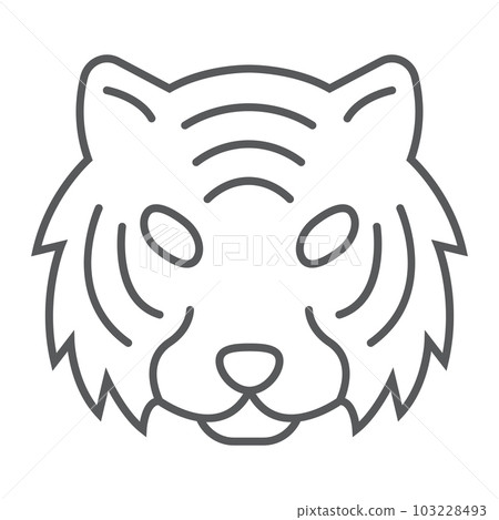 Tiger thin line icon, animal and zoo, cat sign - Stock Illustration ...