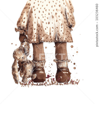 Legs of a little girl in shoes. Character with... - Stock Illustration ...