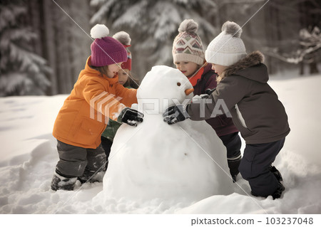 Building A Snowman Clipart