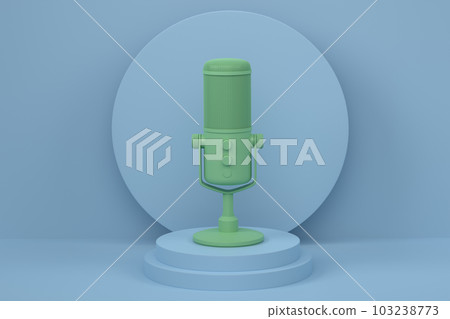 Studio condenser microphone on cylinder podium... - Stock Illustration ...