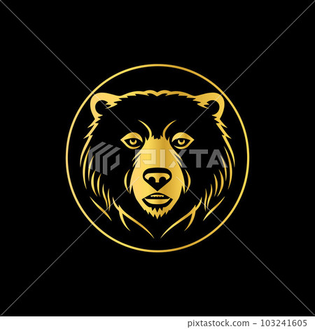 Gold Bear head icon isolated on black background - Stock Illustration ...