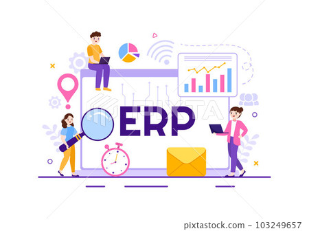ERP Enterprise Resource Planning System Vector... - Stock Illustration ...