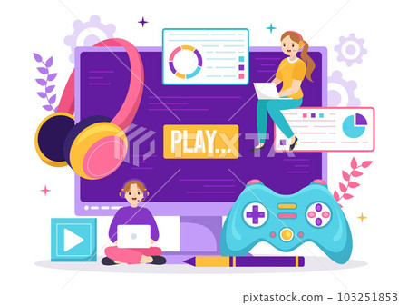 Video Game Development Vector Illustration with... - Stock Illustration ...