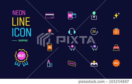 Sparkling neon line icon-插圖素材 [103254897] - PIXTA圖庫