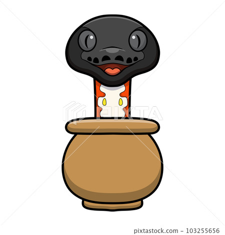 Cute red blood python cartoon inside the pot-插圖素材 [103255656] - PIXTA圖庫