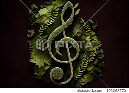 Treble clef music notes made from nature green...-插圖素材 [103262770 ...