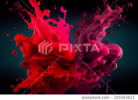 Abstract red colorful ink splash in water... - Stock Illustration ...