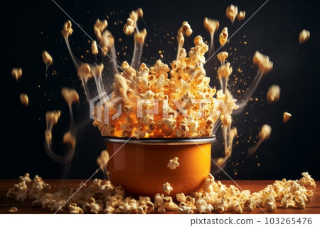 Popcorn exploding from a pan, with kernels... - Stock Illustration ...
