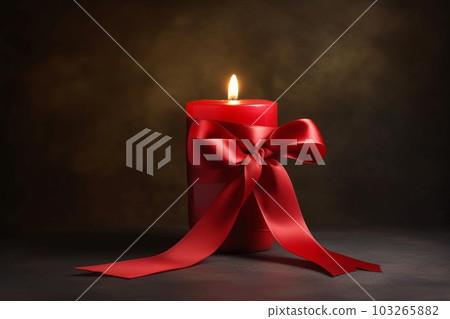 An image of a candle with a red ribbon wrapped... - Stock Illustration ...