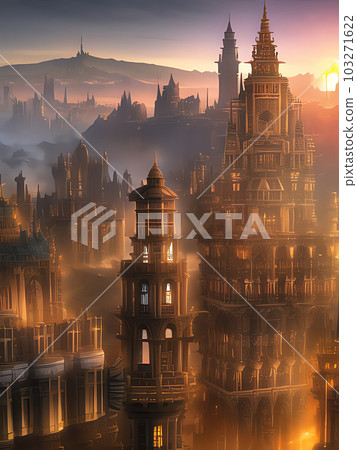 steampunk world, building - Stock Illustration [103271622] - PIXTA