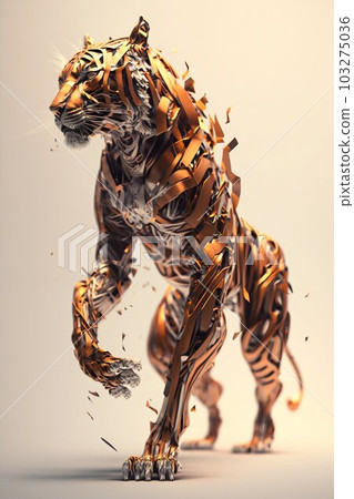 Sci-fi Cyberpunk King of Tiger with Human...-插圖素材 [103275036] - PIXTA圖庫