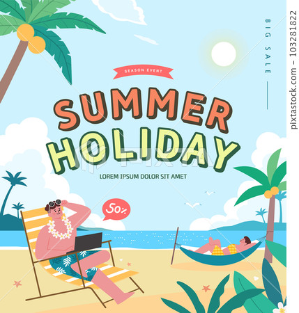 summer holidays vacation Web Banner illustration - Stock Illustration ...