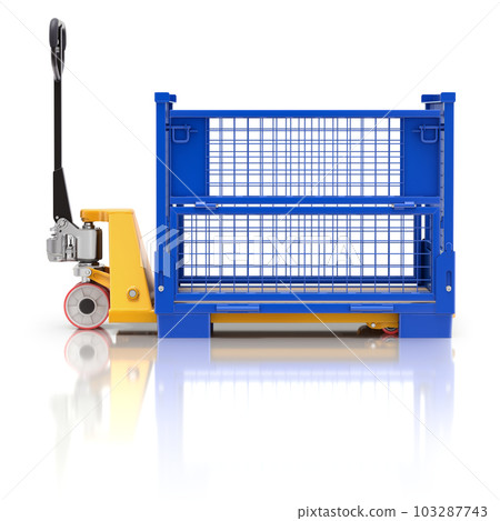 Pallet jack with collapsible transportation box... - Stock Illustration ...
