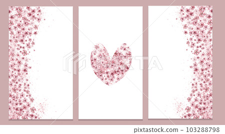 Triptych of frames and heart with delicate pink... - Stock Illustration [103288798] - PIXTA