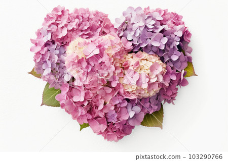 Hydrangea flowers decorated in a heart shape on... - Stock Illustration ...
