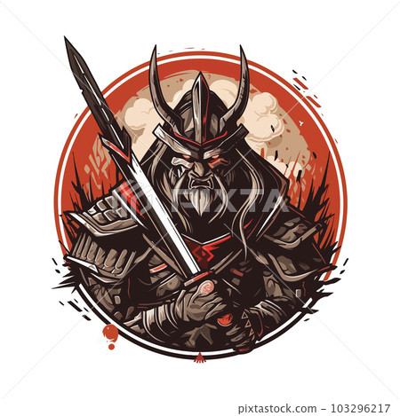 Asian Japanese samurai warrior esport gaming... - Stock Illustration ...