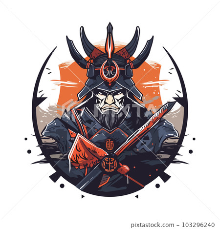 Asian Japanese samurai warrior esport gaming... - Stock Illustration ...