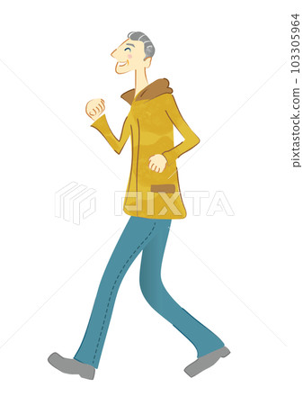 Smiling senior man walking - Stock Illustration [103305964] - PIXTA