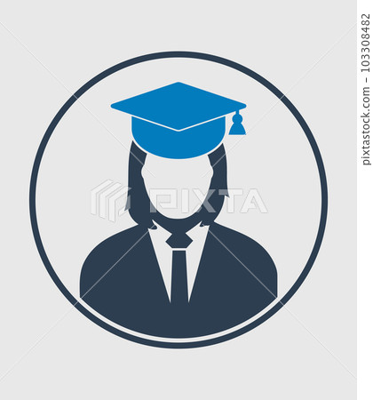 Female graduate student profile icon with gown... - Stock Illustration ...