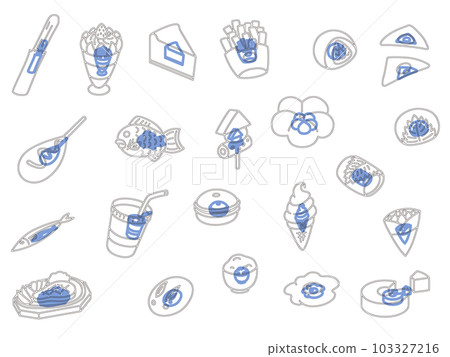 Outline cooking food icon set blue - Stock Illustration [103327216] - PIXTA