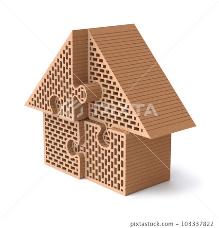 House jigsaw puzzle made from hollow clay block - Stock Illustration ...