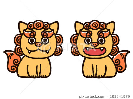 Cute hand-drawn Shisa - Stock Illustration [103341979] - PIXTA