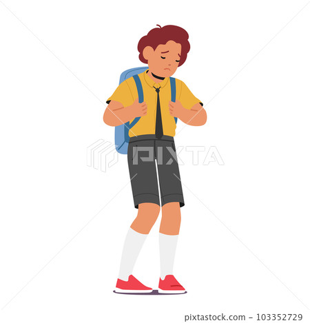 Unhappy School Boy Character, Disheartened... - Stock Illustration ...