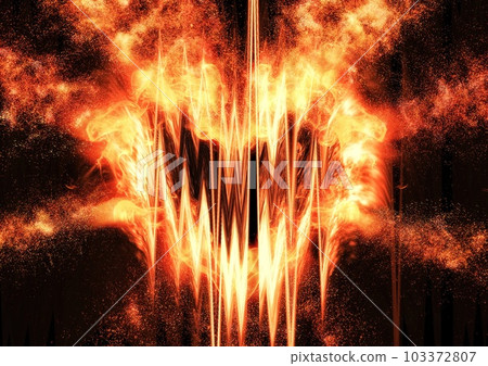 3d illustration of exploding heart shaped flame - Stock Illustration ...