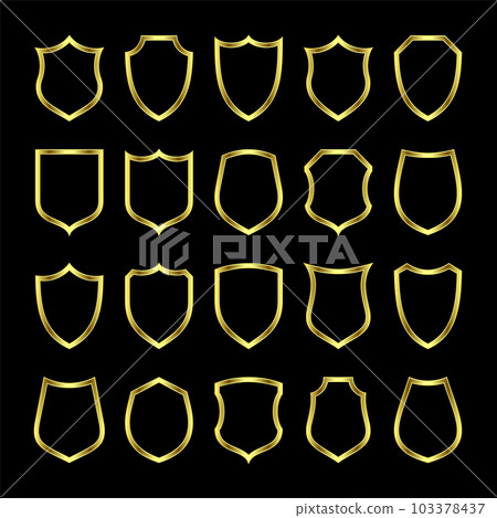 Set of metal vintage shield frames. Shiny... - Stock Illustration ...