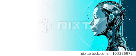cybernetic robot of new generation, banner with... - Stock Illustration ...