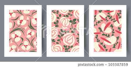 Still life flowers pattern wall art print - Stock Illustration ...