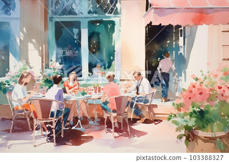 Watercolor People Sitting