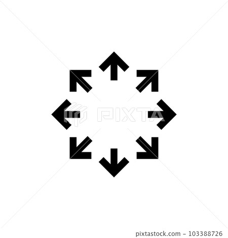 Arrow radial spread vector. Circle dilation sign - Stock Illustration ...