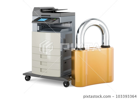Office multifunction printer MFP with padlock.... - Stock Illustration ...