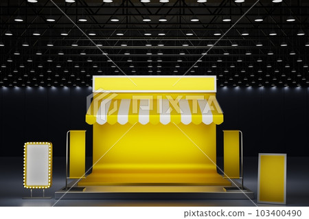 Yellow booth exhibition stand display for event...-插圖素材 [103400490 ...