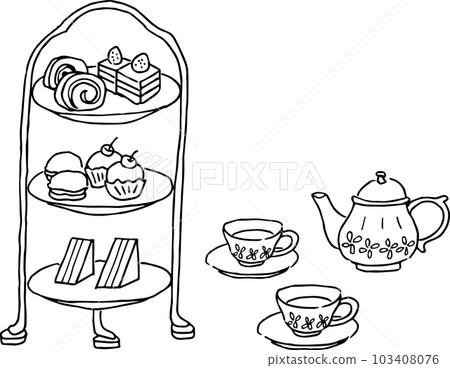 Afternoon tea illustration - Stock Illustration [103408076] - PIXTA