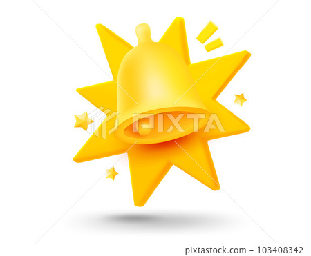 Golden bell with explosion effect. 3d vector... - Stock Illustration ...