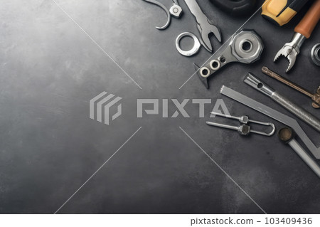 Auto mechanic's tools on grey stone table with...-插圖素材 [103409436 ...