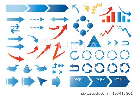 A vector illustration material set of blue and... - Stock Illustration ...