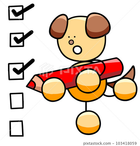 Illustration of a dog checking with colored... - Stock Illustration ...