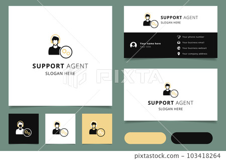 Support agent logo design with editable slogan.... - Stock Illustration ...