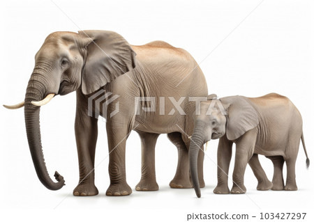 Elephants family isolated on white background,... - Stock Illustration ...